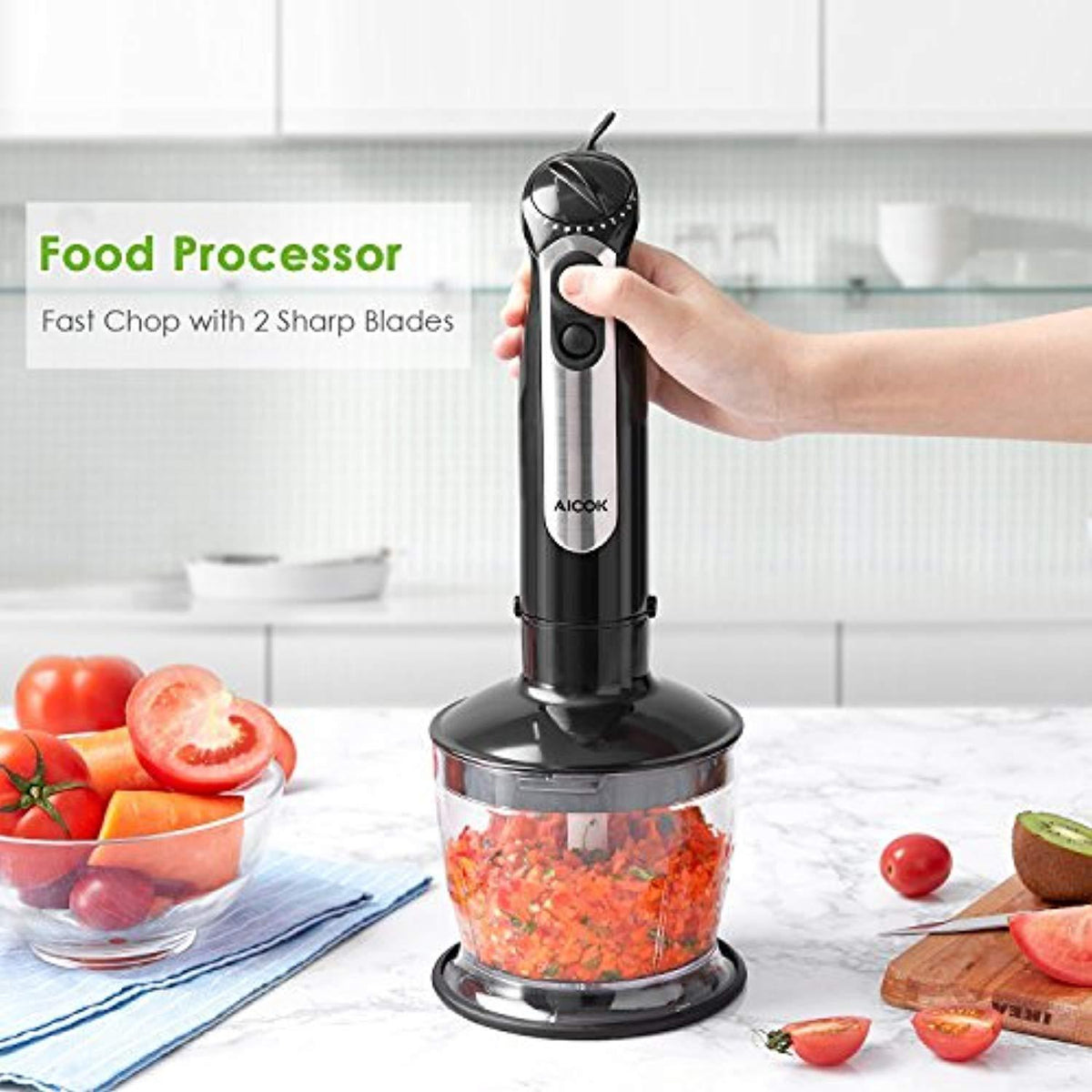 Immersion Blender, Aicok 4-in-1 Hand Blender, Stick Blender with 5 Spe – US Home Gear LLC