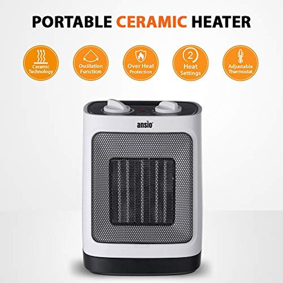 ANSIO Electric Heater Ceramic Space Heater for Home and Office Ceramic ...